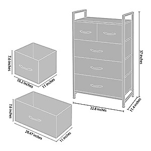 AZL1 Life Concept Fabric 5 Drawers Organizer Unit Easy Assembly Vertical Dresser Storage Tower for Closet, Bedroom, Entryway, Black