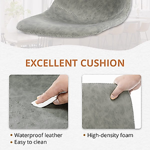 LUE BONA Bar Stools Set of 4, 24" ALX Faux Leather Barstools, Modern Counter Height Stools with Back and Metal Legs, Armless Counter Chairs for Kitchen Island, Grey