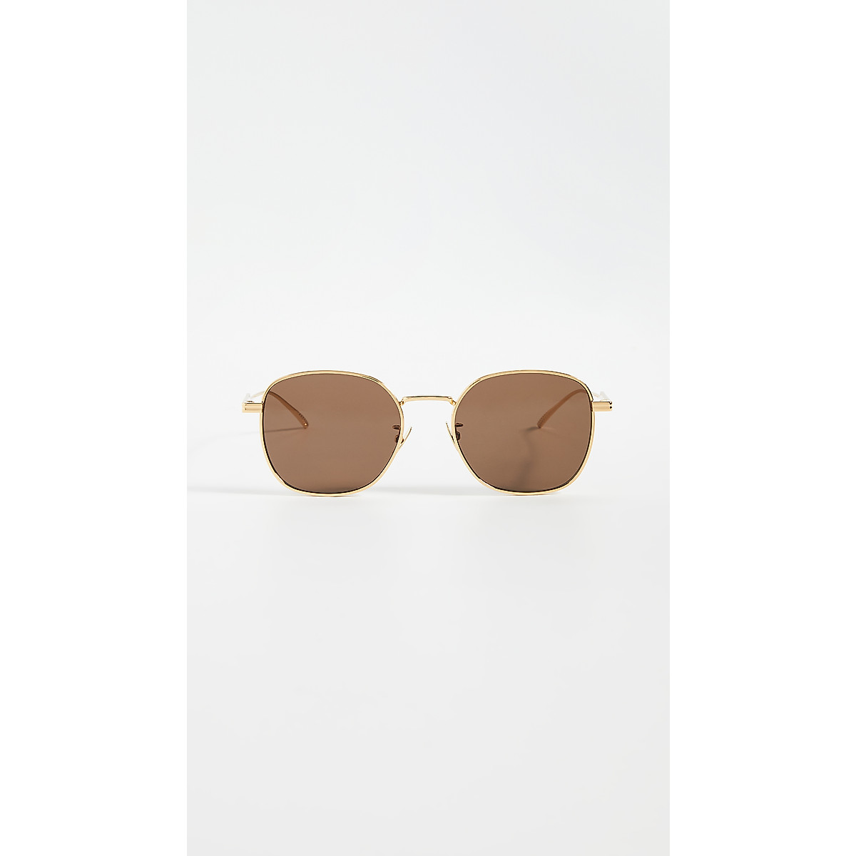 Bottega Veneta Metal Ribbon Round Sunglasses, Gold/Gold/Brown, One Size