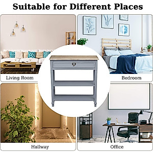 Kinfant Console Entryway Table with Storage - Gray Console Table with Drawer and Storage Shelf, Wood Sofa Table for Living Room Bedroom Hallway