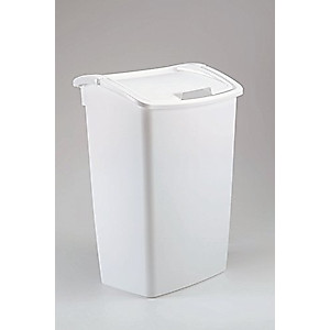 Rubbermaid, 11.25 Gallon, White Dual-Action Swing Lid Trash Can for Home, Kitchen, and Bathroom Garbage