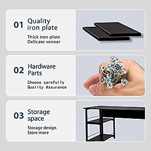 MASAKA B&W Office Home Desk with 2 Shelf for Writing Room, Large Operating Surface 55.2" Computer Desk with Sturdy Wooden Storage Shelf, Bookshelf Study Desk, Home Office Table for Living Room