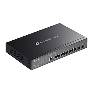 TP-Link 8 Port Gigabit Switch | L2 Managed w/ Console Port | 2 SFP Slots | Rackmount | Limited Lifetime Protection | Support L2/L3/L4 QoS, IGMP and LAG | IPv6 and Static Routing (T2500G-10TS)