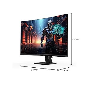 GIGABYTE GS27QC 27" 165Hz 1440P Curved Gaming Monitor, 2560 x 1440 VA 1500R Display, 1ms (MPRT) Response Time, HDR Ready, FreeSync Premium, 1x Display Port 1.4, 2X HDMI 2.0,Black