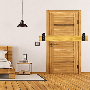 2 Pack Heavy Duty 2x4 Door Barricade Brackets Steel U Bracket Drop Open Bar Security Holder Door Lock Brackets for Home, Barn, Shed, Garage, Gate to Security Door Reinforcement Fits 2x4 Bar, Black