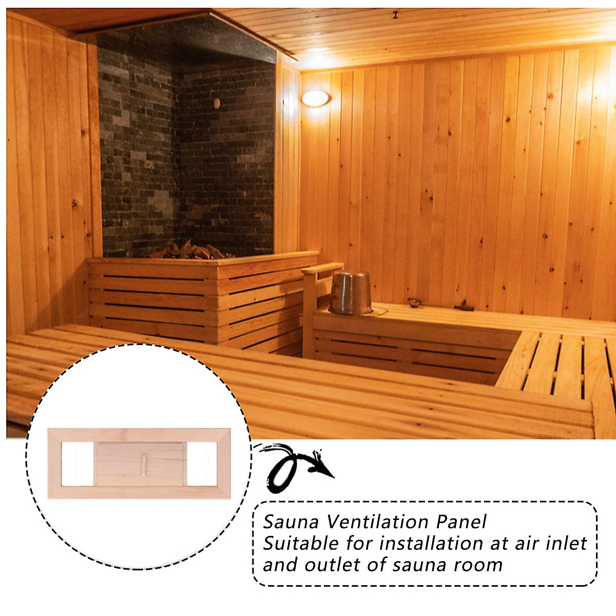Fdit Sauna Air Vent Wooden Adjustable Sauna Room Equipment Ventilation Panel Blinds Grille Sauna Air Vent for Steam Room