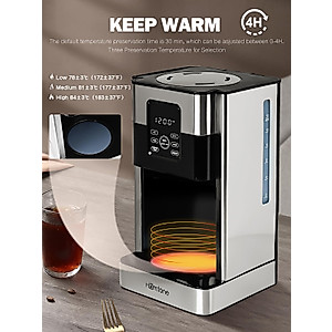 Homtone Coffee Maker 12 Cup Programmable, Anti-Drip Digital Coffee Machine, Brew Strength Control Coffee Maker for Hot Coffee, Stainless Steel, LCD Touch Screen, Permanent Filter, 1000W
