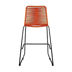 armen LIVING LCSTBABLTNG30 Shasta Outdoor Metal and Tangerine Rope Stackable Barstool, 30" Bar Height Set of 2