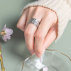 Dandelion Flower Spinner Ring for Women Men I am enough Statement Vintage Anti Anxiety Fidget Rotate Freely Inspirations Stress Relief Stacking Middle Finger Band Fashion Personalized Jewelry Gifts Birthday Xmas (8)