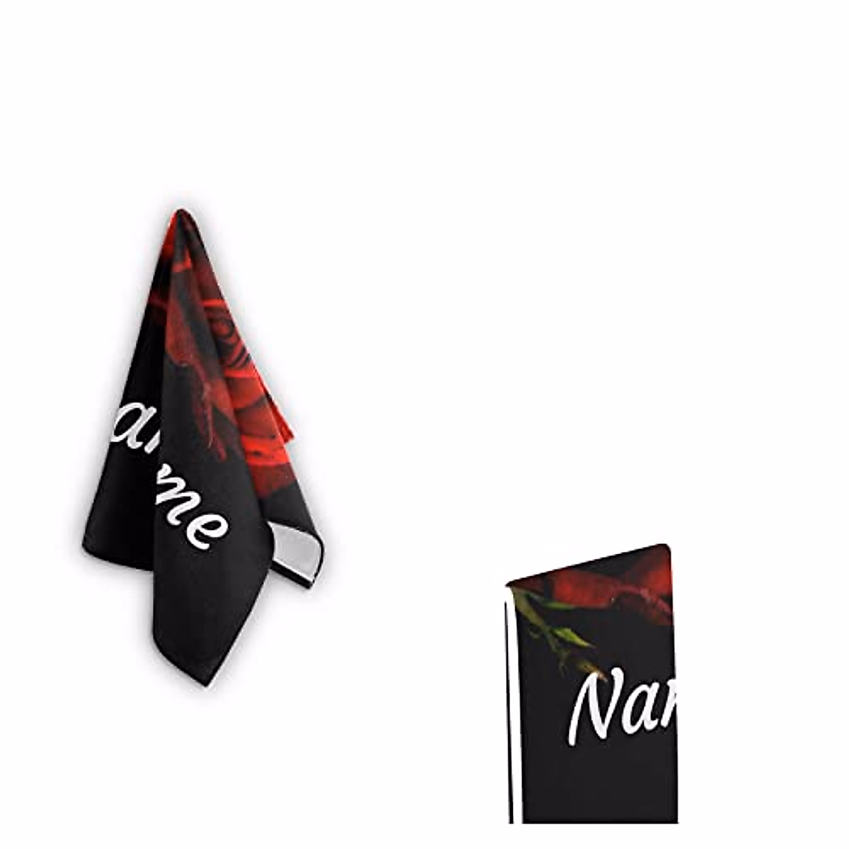 Red Rose Flower Close Up Custom Towels Set of 2 Hand Towel Personalized Name Face Towel Soft Dish Towels for Gym Bath Kitchen Decor 28x14 Inches