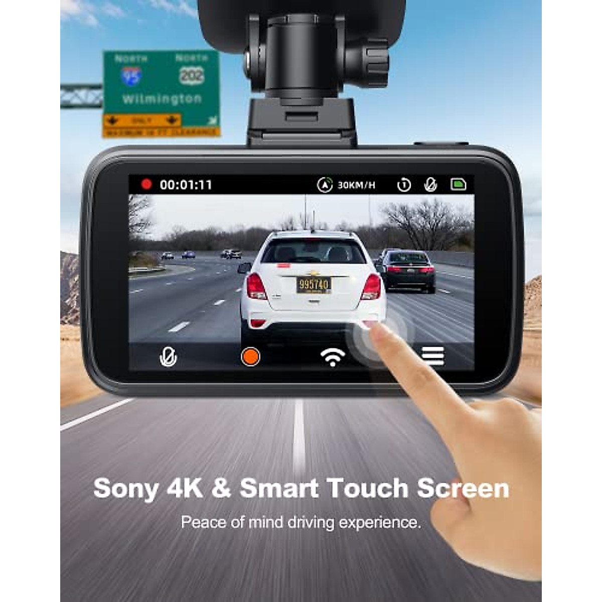 Yeecore D11 Dash Cam 4K, Built in WiFi GPS, Touch Screen Mini Car Camera Front, Sony Night Vision, Parking Monitor, Loop Recording G-Sensor, Dash Camera for Cars with Free App, HDR and Starvis Sensor