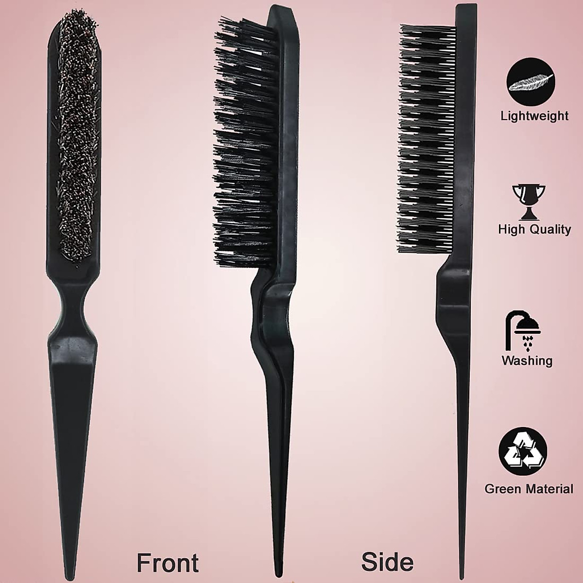 10-Piece Hair Styling Set - Teasing Brush, Triple Comb, Rat Tail, Edge Brush, Braid Tool, Loop Clips for Women, Girls, Kids, and Stylists