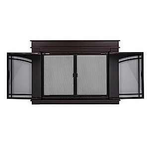 Pleasant Hearth FN-5700 Fenwick Fireplace Glass Door, Oil Rubbed Bronze, Small