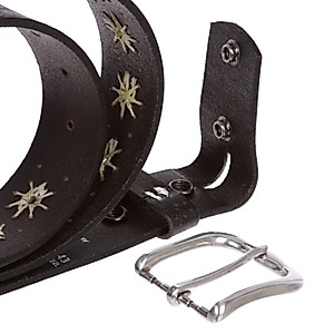 1 1/2" (38 mm) Snap on Western Vintage Embossed Sunflower Leather Belt, Black | 32"