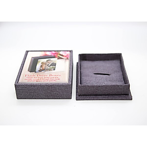 Deluxe Linen Flash Drive Box with Photo (Gray) to Put Your USB Flash Drive Holds one Photo on The Cover of The Box