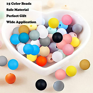 100 Pieces 15mm Round Silicone Beads DIY Necklace Bracelet Beads Set for Crafts Bracelet Jewelry