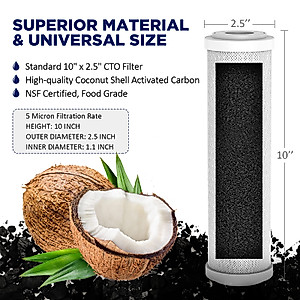 5 Micron Grooved Sediment & 5 Micron CTO Carbon Block Water Filter 10"x2.5", Whole House Water Filters Universal Replacement Filter Cartridge by Membrane Solutions