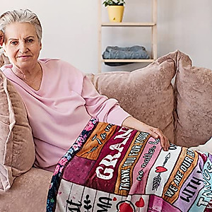Grandma Gifts from Grandchildren, Best Grandma Birthday Gifts Unique Grandmother Blanket from Grandkids - Christmas, Mothers Day, Thanksgiving, Valentines Day Gifts for Grandma Throw Blanket 60"x50"