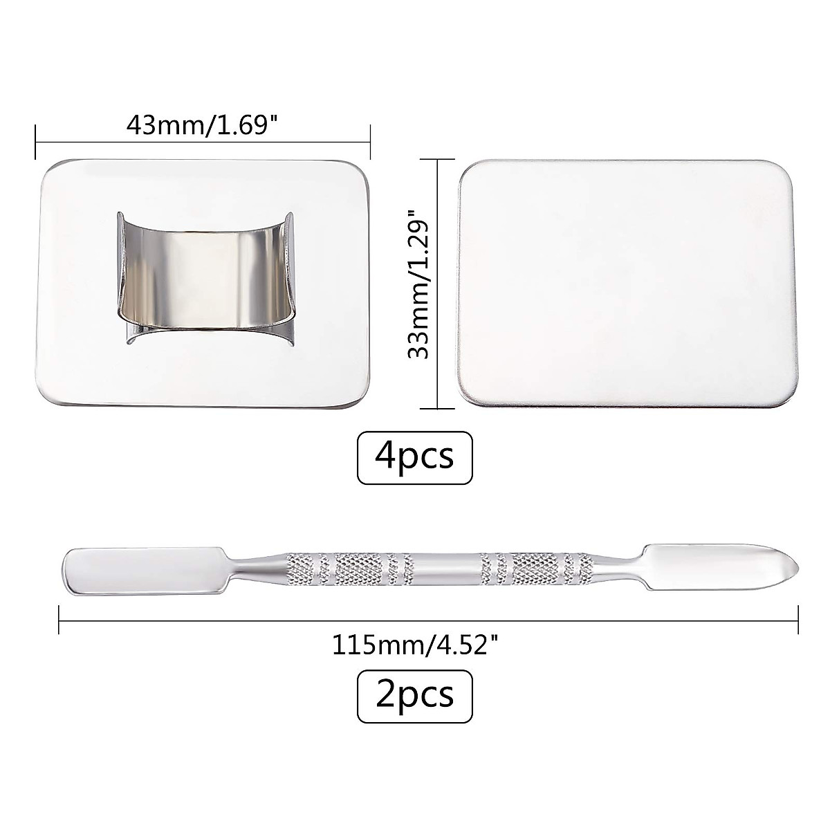 OLYCRAFT 6PCS Stainless Steel Makeup Palette Mini Ring Palette with Spatula Tool Makeup Palette Tools for Nail DIY Art Design Paint Color- 1.7 x 1.3 Inch