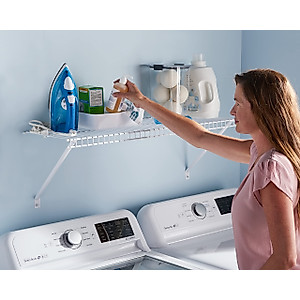 Rubbermaid Linen Closet Shelf Kit, 3-Feet, White, Wire Shelving System for Laundry Rooms, Linen Closets or Basements