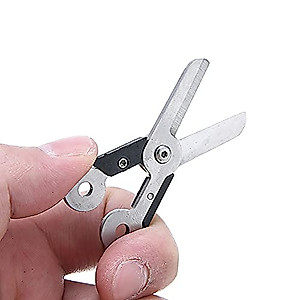 AKOAK 2 Pcs Stainless Steel Scissors Mini Scissors Camping Spring Bolt Keyring Outdoor Safety Tool Against Lost Travel Gadget (Black)