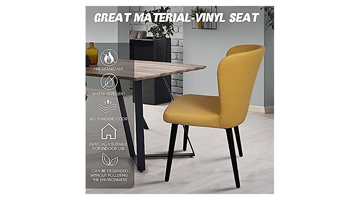 LUCKYERMORE Set of 2 Mustard Dining Chairs - 400 LBS Capacity