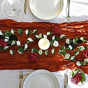 ONLY ART 5pcs White Silk Rose Vine Garland 41ft Artificial Flowers for Mother's Day Home Wedding Party Special Event Decorations