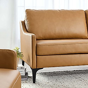 Modway Corland Upholstered Leather, Sofa, Tan