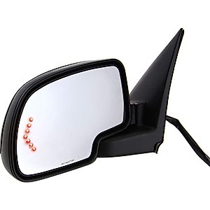 Kool Vue Left Power Heated Mirror Compatible With Chevrolet Silverado 1500 2003-2006 Manual Fold With Signal Light & Puddle Lamp; Without Blind Spot, Memory & Auto-Dimming with 2 Caps Extended Cab