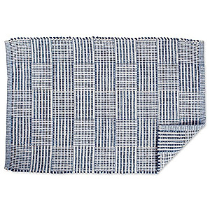DII Contemporary Square Recycled Yarn Rug, Blue Checker, 2x3'