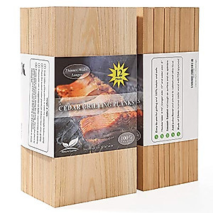 12 Pack Cedar Grilling Planks with Thicker (4/10”) & Larger (12”x 6”) Size. Add Extra Flavor and Smoke to Salmon - BBQ China Incense Cedar Planks for Grilling Salmon, Fish, Steak and Veggies.