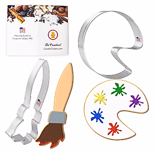 Love To Paint Cookie Cutter 2 Pc Set – Artist Palette, Paint Brush Cookie Cutters Hand Made in the USA from Tin Plated Steel