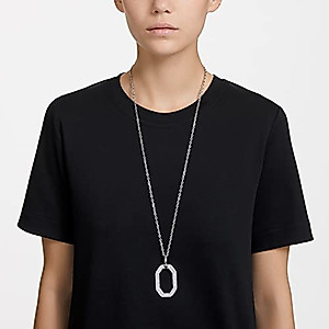 SWAROVSKI Dextera Pendant Necklace, Octagon Shape with White Crystal Pavé on Gold-Tone Finished Chain, Part of the Dextera Collection