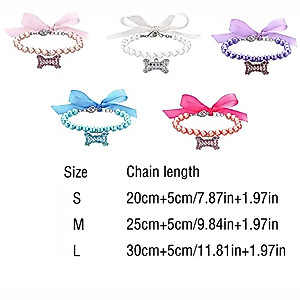 Small Dog Collar Pet Pearl Collar for Small Pet Cat Dog Adjustable Summer Buckle Soft Comfortable Pet Collar for Small Dogs Pendant Jewelry