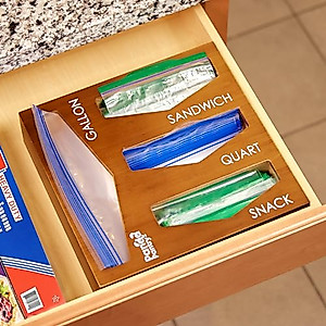 Panda Pantry Storage Bag Organizer with Magnetic Lid | Bamboo Kitchen Drawer Organizer and Bag Storage | Space-Saving Kitchen Drawer Organization | 12.5" x 12" x 3.25"