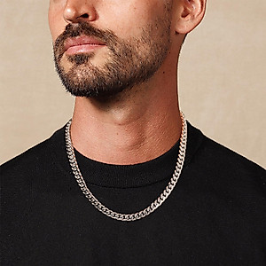 ZNBOH Silver Cuban Link Chain Necklace for Men Stainless Steel Chains for Men Women Miami Tone Diamond Cut Chain Necklaces Accessories Jewelry 4/6/10mm 18/20/22/24/26 Inch