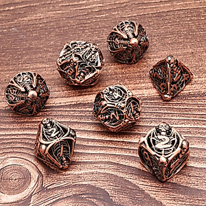 Hollow Skull DND Metal dice Set, polyhedral Large RPG case dice d&d Starter Set Tray Tower Bag Holder Role Playing dice