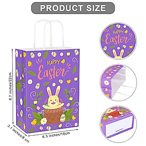 Aodaer 30 Pieces Easter Bunny Gift Bags 8.7 x 6.3 x 3.1 Inches Easter Party Favor Bags with Handles Kraft Paper Bags for Easter Party Favors