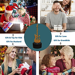 Guitar Gifts, Guitar 3D Night Light Illusion Lamp for Kids, Guitar Lover Gifts from Age 2 3 4 5 6+ Years for Girls Boys Men Women - 16 Colors Changing with Remote Control