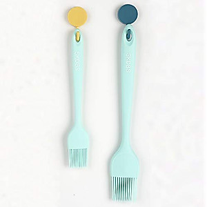 Brush roast Turkey with grease Basting Brush Silicone Pastry Baking Brush BBQ Sauce Marinade Meat Glazing Oil Brush Heat Resistant, Kitchen Cooking Baste Pastries (1 Small,1 Large, Light Green)