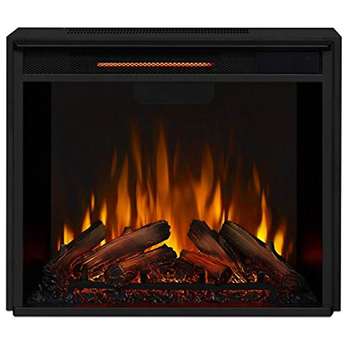 BOWERY HILL Modern Stainless Steel Electric Fireplace Mantel Heater with Remote Control, Adjustable Led Flame, 1500W in Matte White