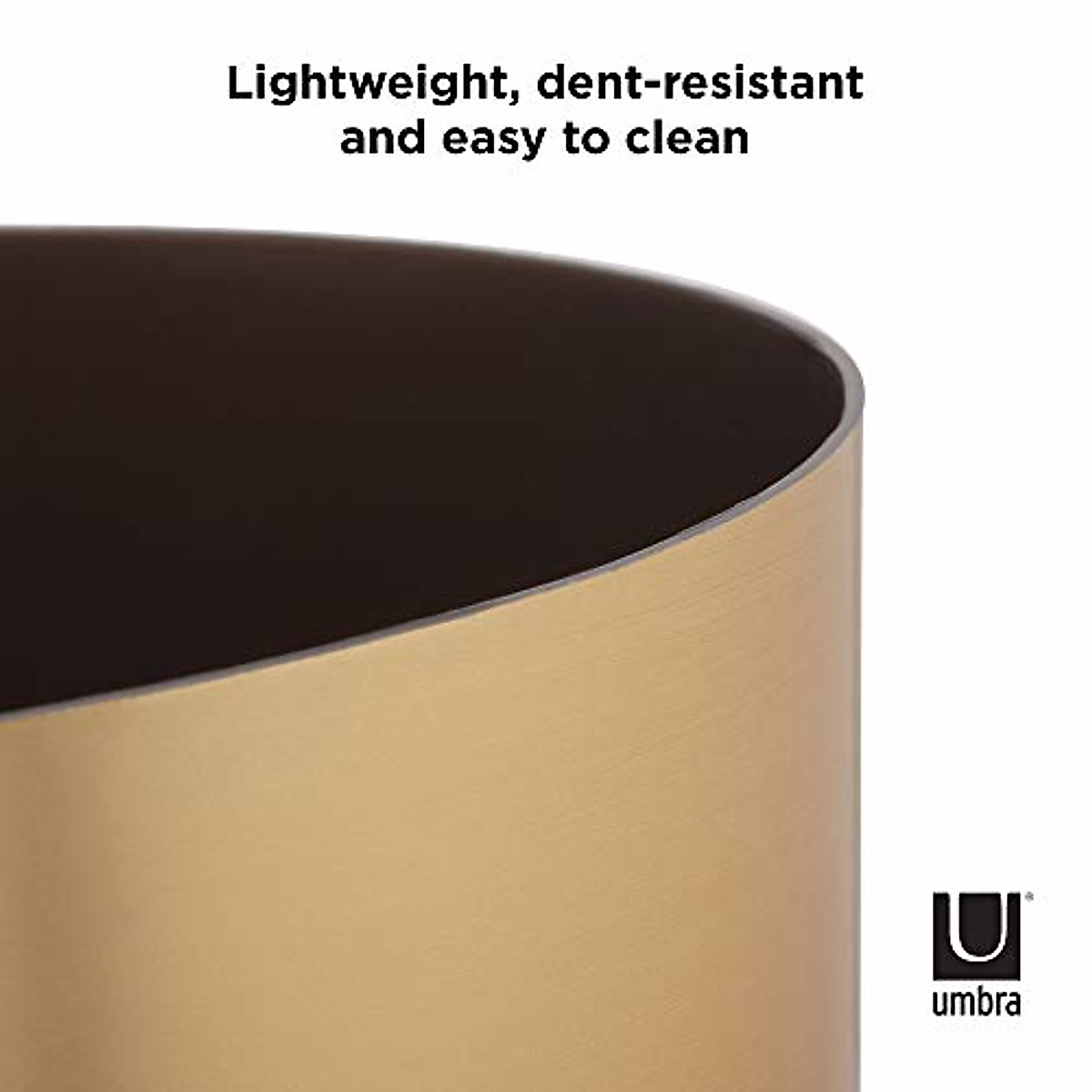 Umbra Metalla Trash Can, 4.5 Gallon (17L) Capacity, Matte-Brass Color