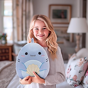 PLAYNICS Large Shark Plush Pillow Stuffed Animal Toy,Big Size Cute Soft 14" Fat Kawaii Hugging Pillows Cuddle Huggable Plushie,Gift for Children