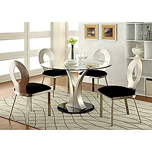 Furniture of America Lopez Contemporary Metal Oval Dining Table in Silver