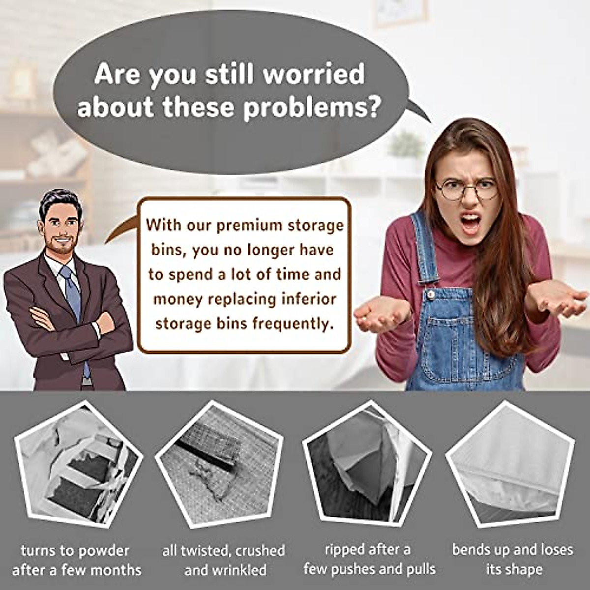 3X Thicker Cube Storage Bins Fabric Storage Cubes, 13 Inch Collapsible Cubby Storage Bins for Cube Organizer, Decorative Storage Boxes for Shelf Closet Organizer Nursery Toy Storage, Set of 4