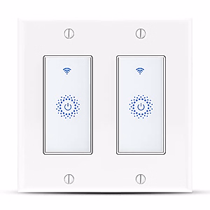 Smart Switch, Smart Light Touch Switch 2 Gang, Double Smart WiFi Light Switches, Smart Switch 2 Gang Compatible with Alexa and Google Home, Neutral Wire Needed, No hub Required (2Gang)