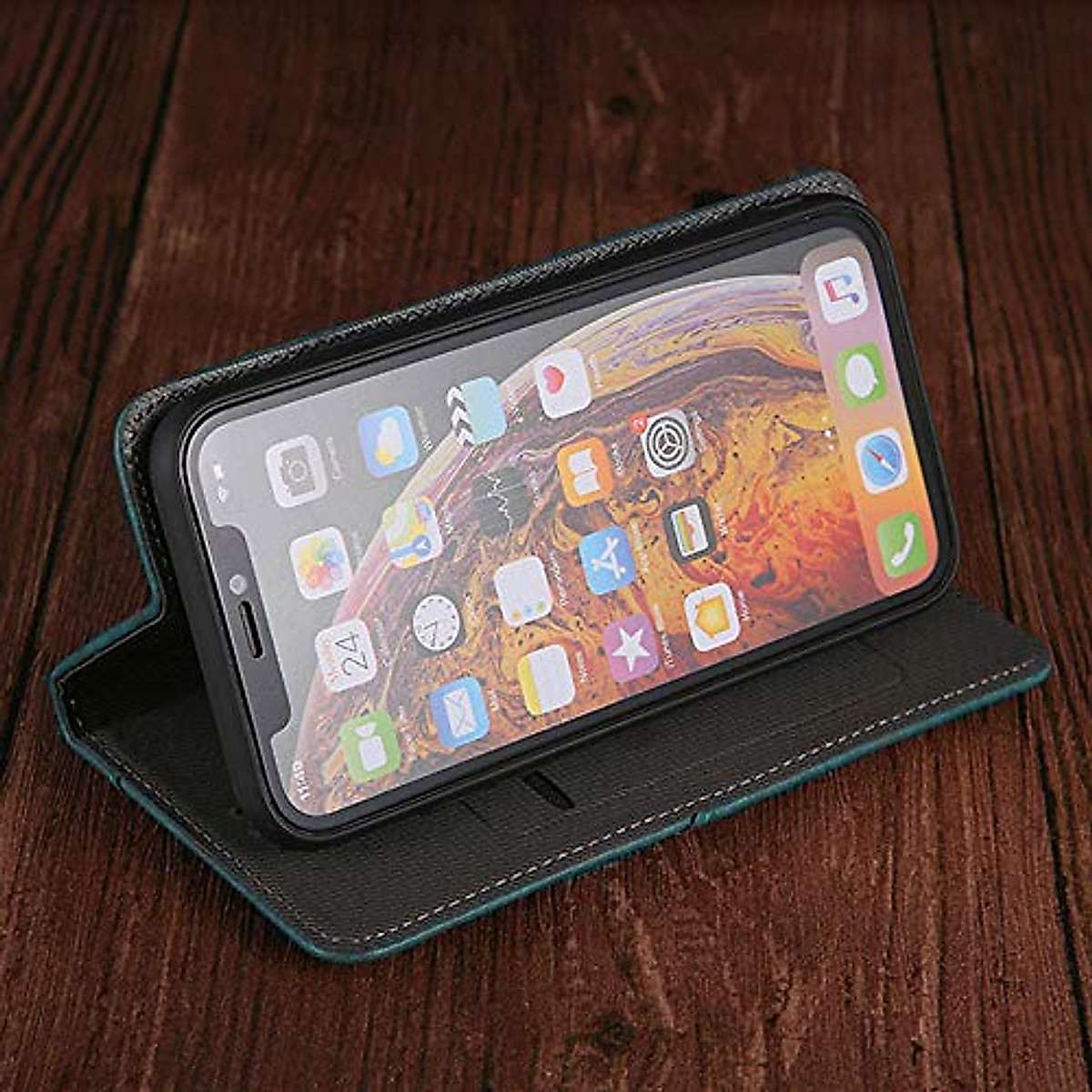 YLYT Shockproof - Red Flip Leather TPU Silicone Retro Cover with Stand Wallet Case for Oppo Reno2 6.5 inch with Card Slots