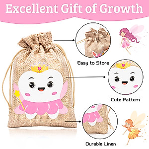 4Pcs Tooth Fairy Bag for Girls Pouch Tooth Fairy Keepsake Bag to Place Under Pillow Milk Teeth Container Box Personalized Lost Tooth Holder Baby Toddler Teeth Case for Baby Shower Birthday Gift