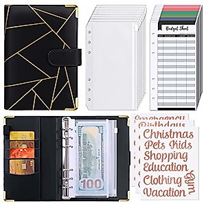 SKYDUE Budget Binder with Cash Envelopes & Expense Budget Sheets,Money Binder with Cash Envelopes for Budgeting and Saving Money(Black)