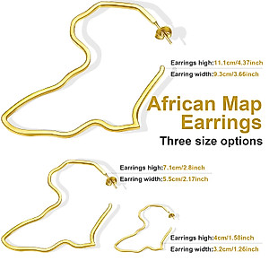 Junkin 6 Pairs African Map Earrings for Black Women 3 Sizes Hollow Dangle Earrings Jewelry Gift Juneteenth Black History